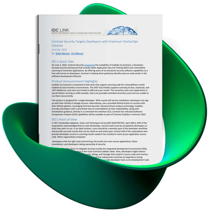 Contrast Security | 2022 IDC Report on CodeSec