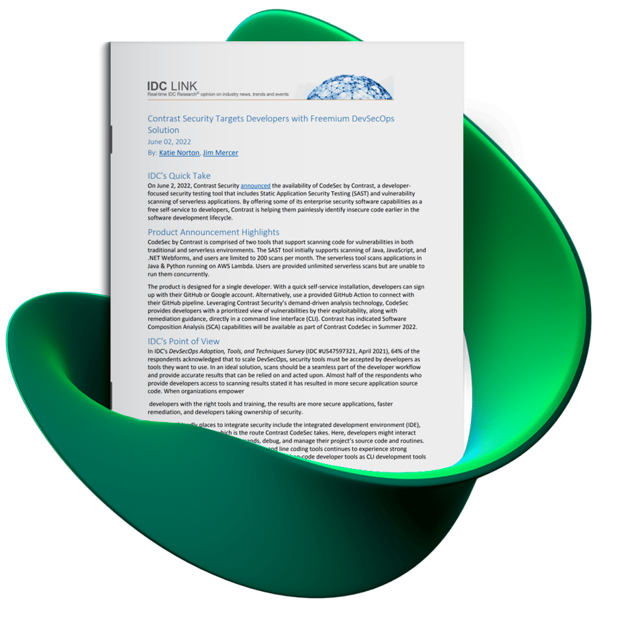 Contrast Security | 2022 IDC Report on CodeSec